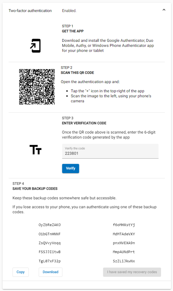 Set up Two Factor Authentication (2FA) – Tradecloud