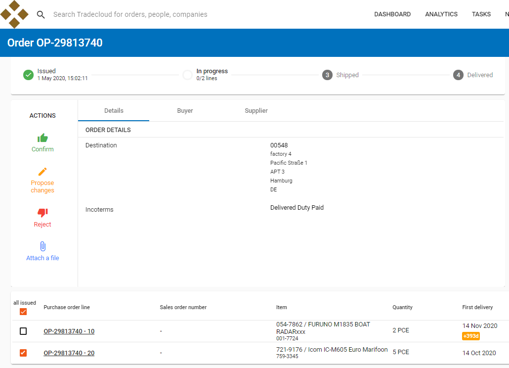 HOW TO - (Bulk) Confirm an order – Tradecloud