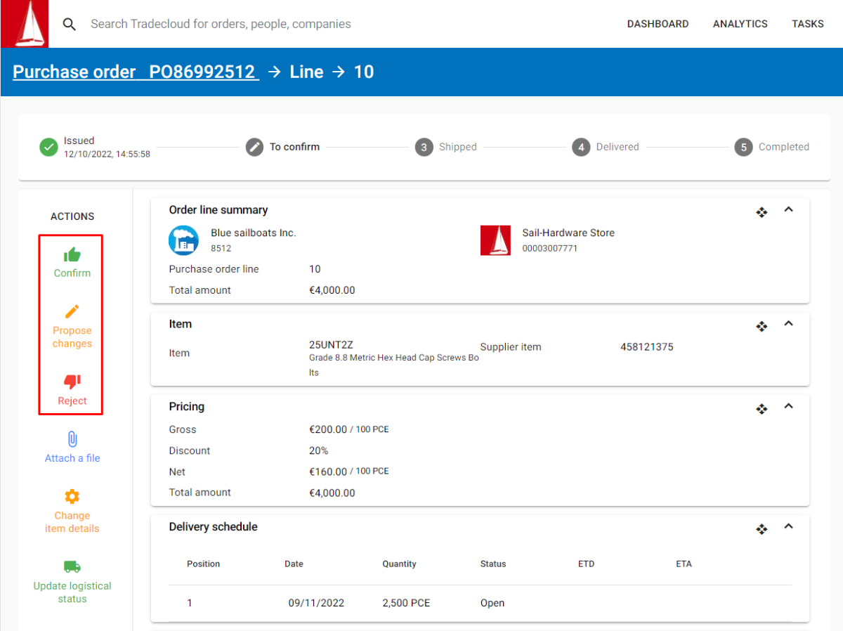 HOW TO - (Bulk) Confirm an order – Tradecloud