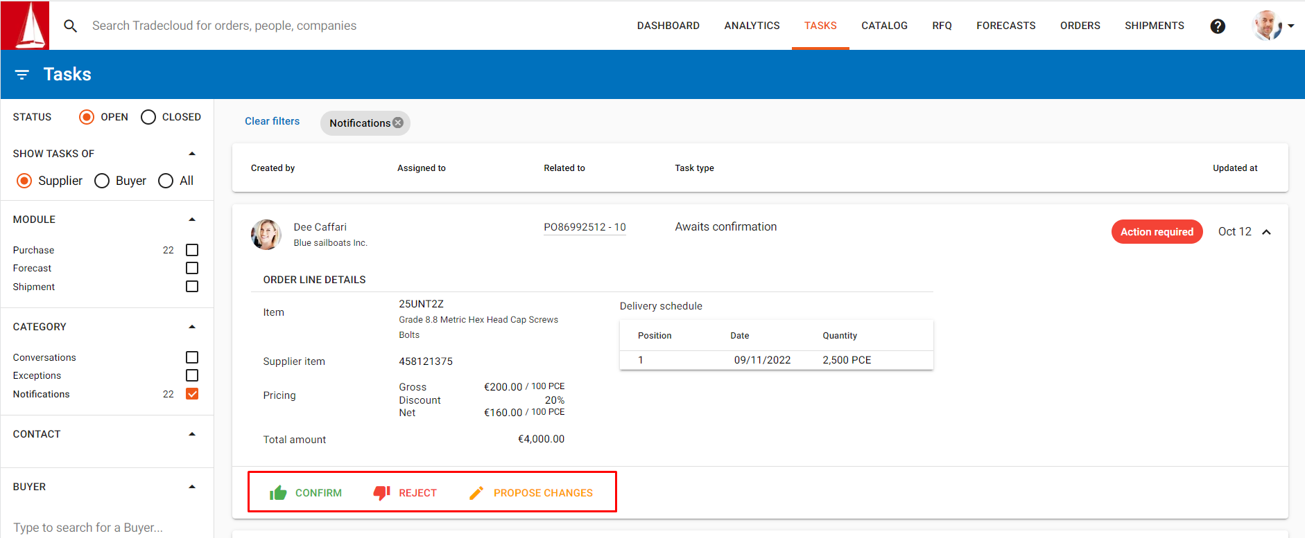 HOW TO - (Bulk) Confirm an order – Tradecloud