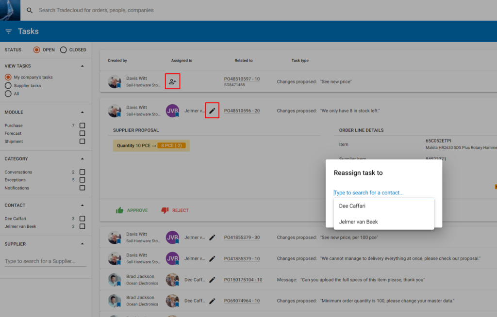 HOW TO - Assign an individual task to a colleague – Tradecloud