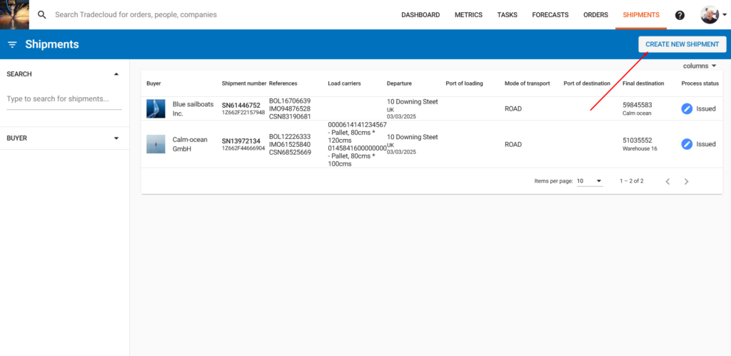 HOW TO - Create a shipment – Tradecloud